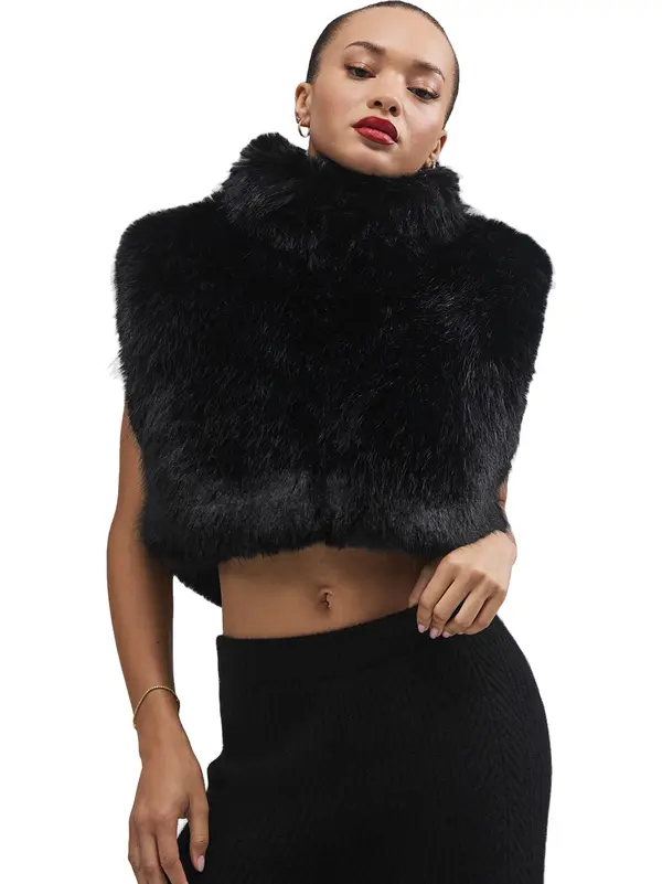 Alo Yoga Faux Fur Cropped Vest - Black