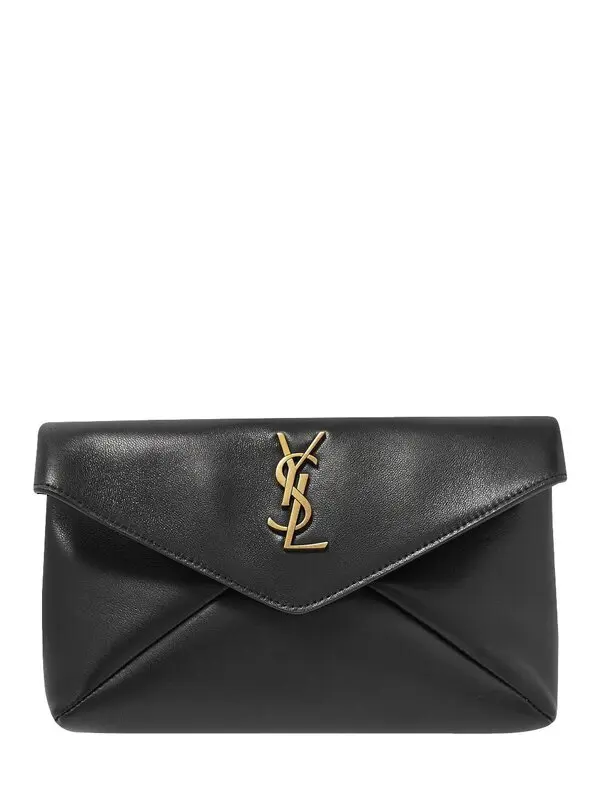 Saint Laurent Cassandre Leather Clutch - Black
