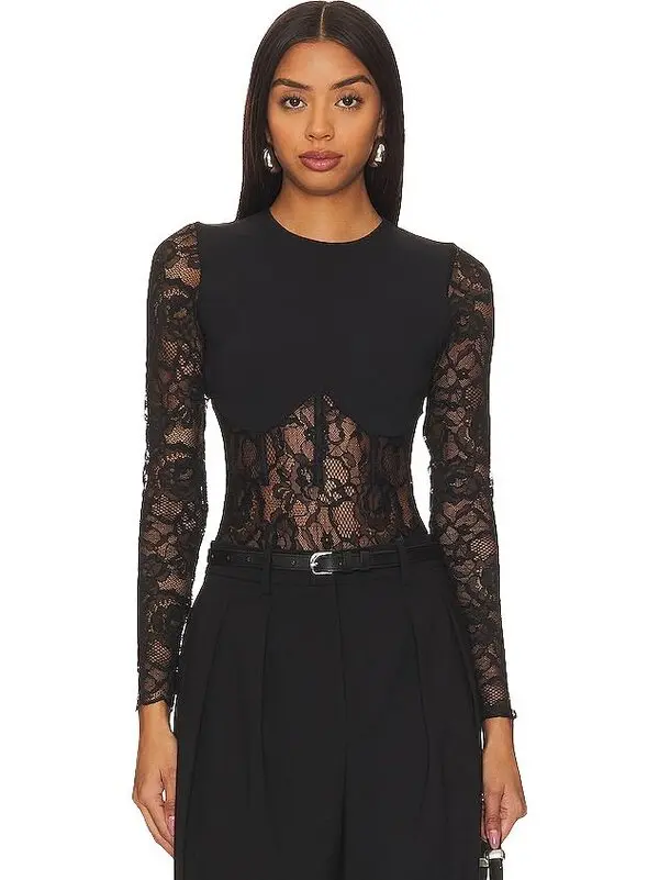 FLEUR DU MAL Boned Bodysuit - Black