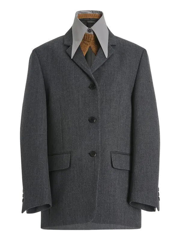 Prada Collared Gabardine Jacket - Grey