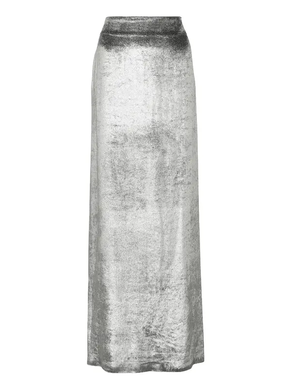 Brunello Cucinelli High-rise Velvet Maxi Skirt - Silver