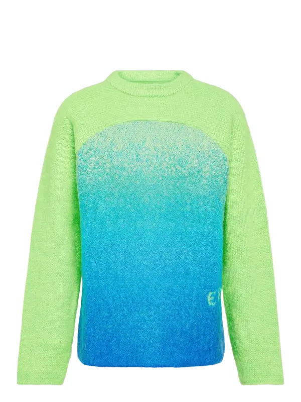 ERL Rainbow Knitted Mohair-blend Sweater - Green