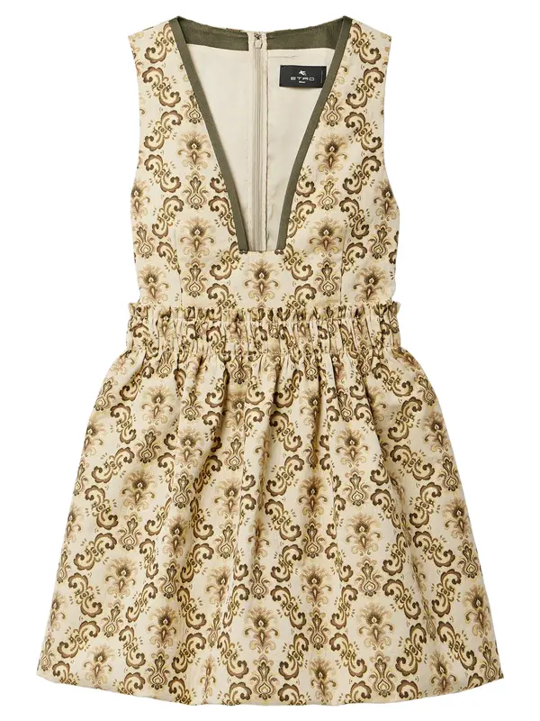 Etro Grosgrain-trimmed Metallic Brocade Mini Dress - Gold