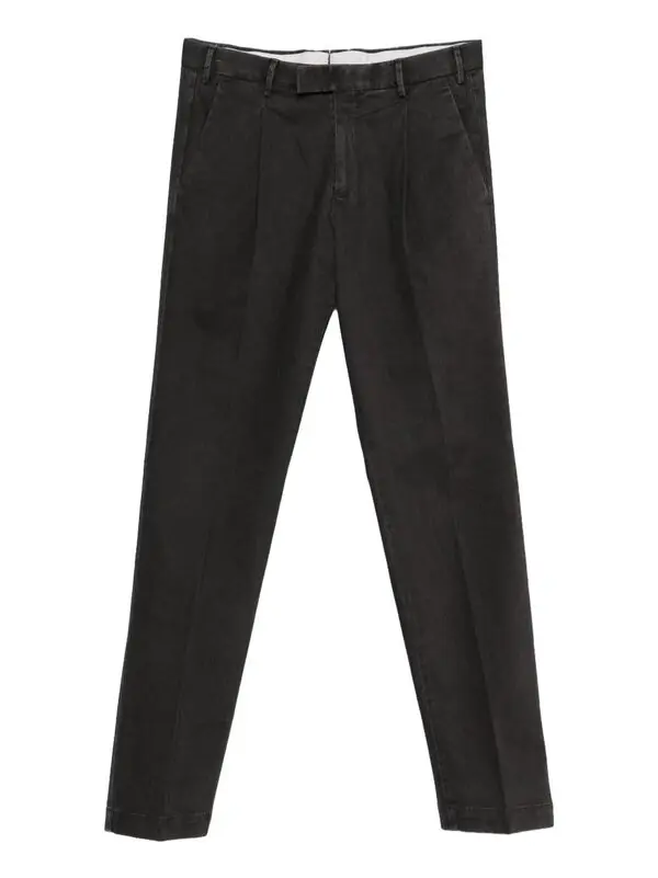 PT TORINO Flat Front Pleated Trousers - Grey