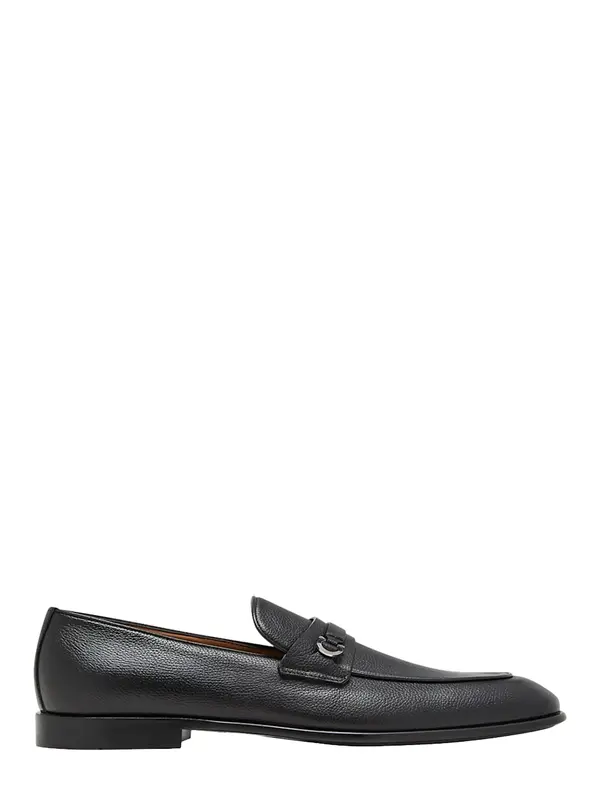 FERRAGAMO Desio Gancio Ornament Penny Loafers - Black