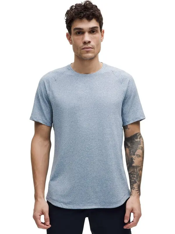 Lululemon License To Train Short-sleeve Shirt - Heathered Washed Denim