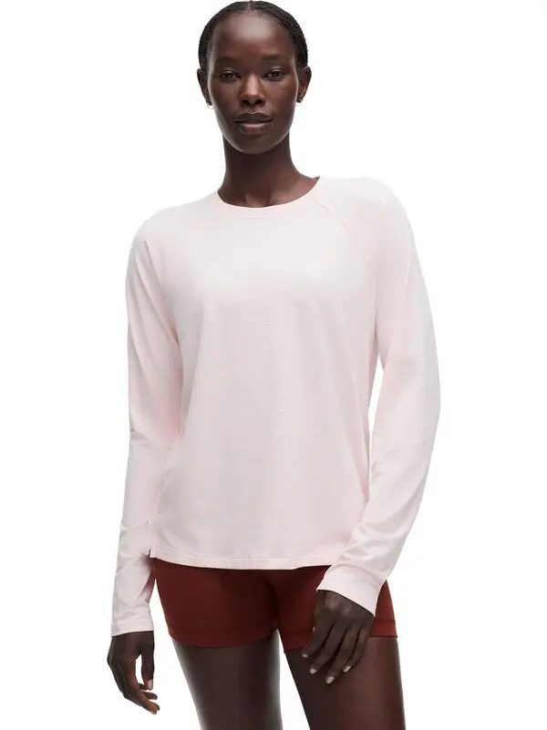 Lululemon License To Train Classic-fit Long-sleeve Shirt - Pink Pearl/light Ivory
