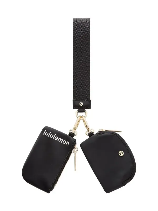 Lululemon Dual Pouch Wristlet - Black/white/gold