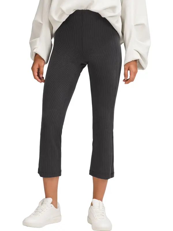 Lululemon Ribbed Softstreme Zip-leg High-rise Cropped Pant - Black