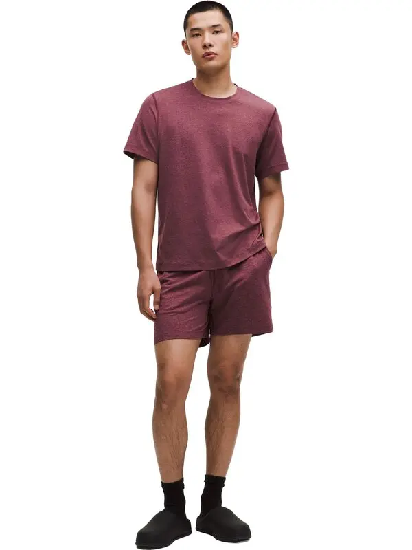 Lululemon Soft Jersey Short 5 - Heathered Burgundy Bay/heathered Misty Merlot