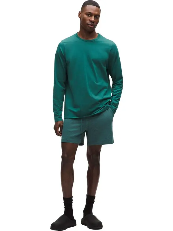 Lululemon Soft Jersey Short 5 - Heathered Deep Marina/heathered Harbor Green