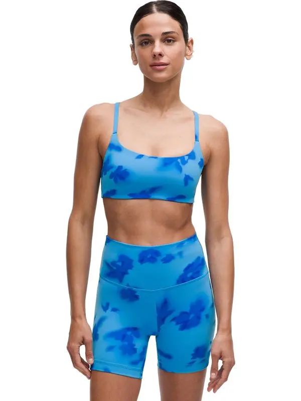 Lululemon Wunder Train Strappy Racer Bra - Hazy Floral Blue Multi