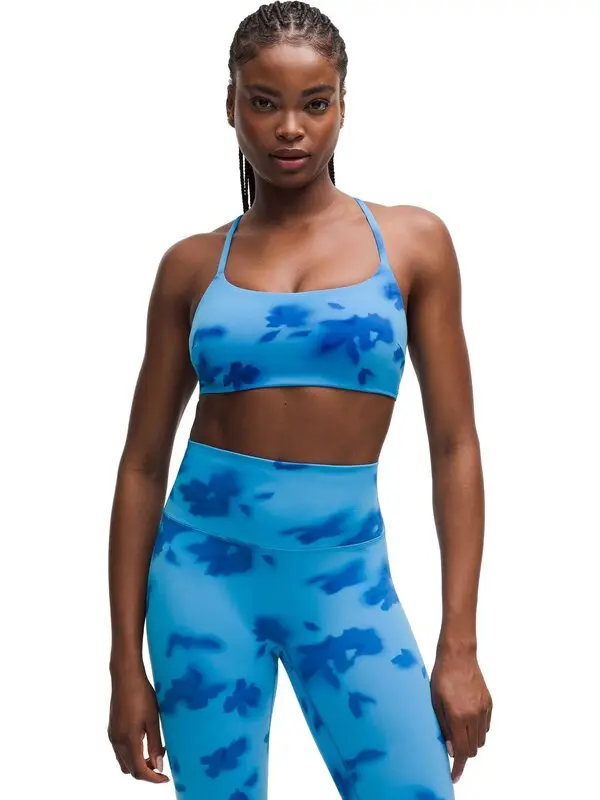 Lululemon Wunder Train Strappy Racer Bra - Hazy Floral Blue Multi