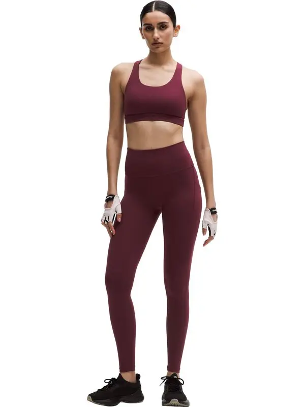 Lululemon Wunder Train High-rise Tight With Pockets 28 - Burgundy Bay