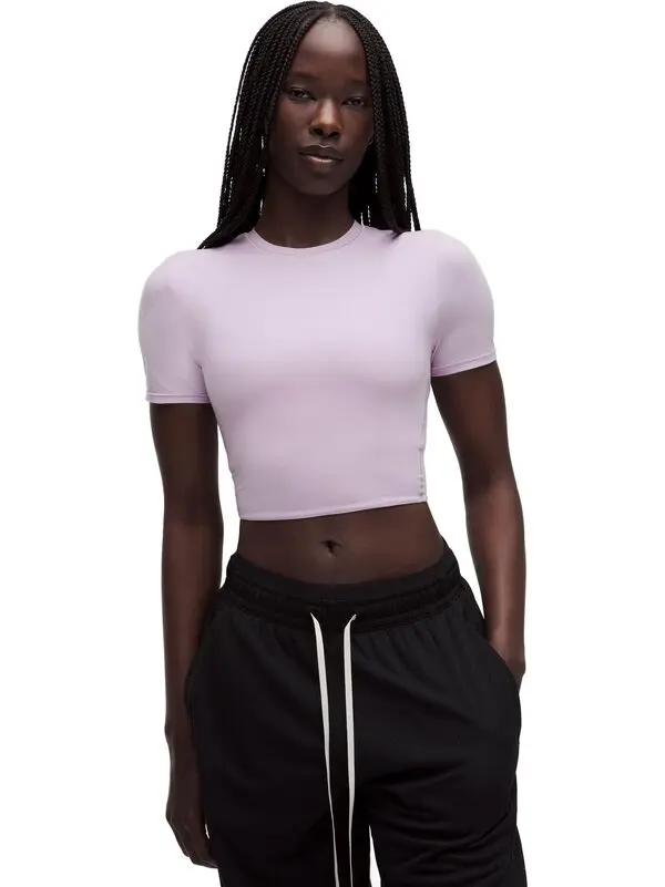 Lululemon Wundermost Ultra-soft Nulu Crewneck Cropped T-shirt - Lilac Play