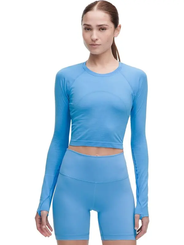 Lululemon Swiftly Tech Cropped Long-sleeve Shirt - Ocean Wave/ocean Wave