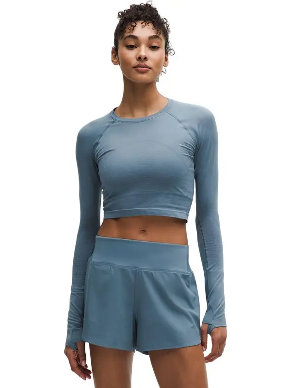 Lululemon Swiftly Tech Cropped Long-sleeve Shirt - Steel Blue/steel Blue