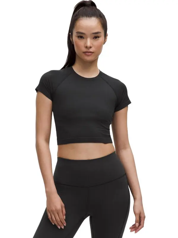 Lululemon Swiftly Tech Cropped Short-sleeve Shirt 2.0 - Black/black
