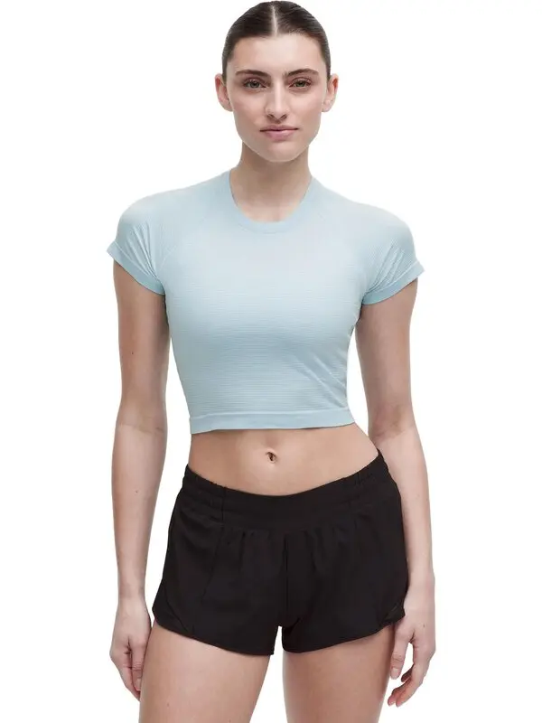 Lululemon Swiftly Tech Cropped Short-sleeve Shirt 2.0 - Foam Cloud/foam Cloud