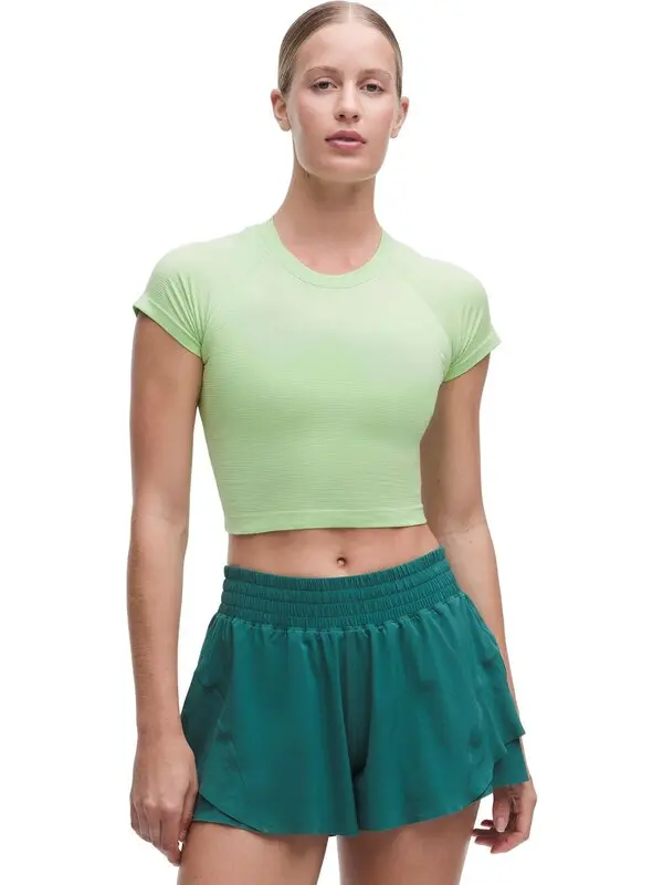 Lululemon Swiftly Tech Cropped Short-sleeve Shirt 2.0 - Kale Krush/matcha Magic