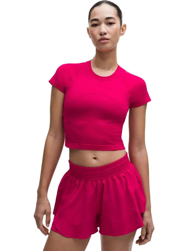 Lululemon Swiftly Tech Cropped Short-sleeve Shirt 2.0 - Mulberry Spark/mulberry Spark