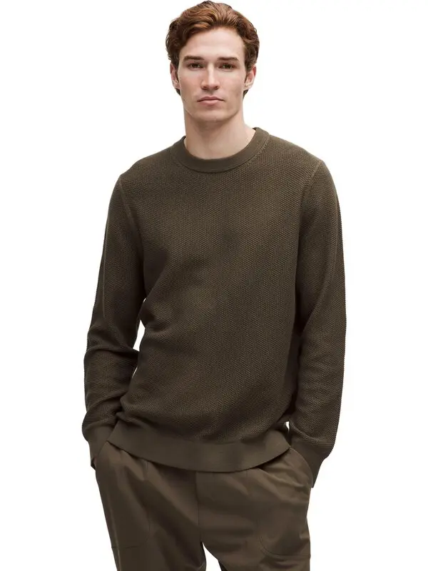 Lululemon Textured Knit Crewneck Sweater - Olive Brown