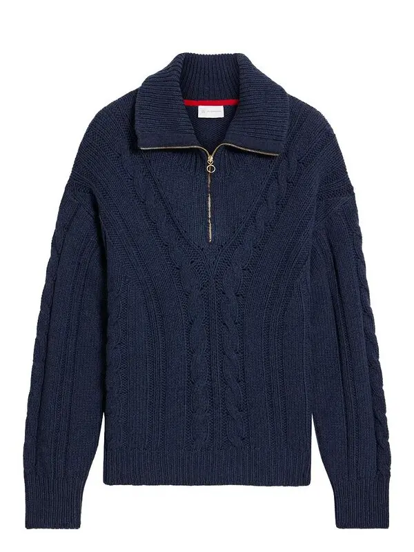 WE NORWEGIANS Highland Cable-knit Half-zip Sweater - Navy