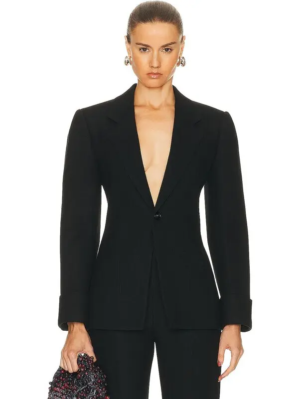Bottega Veneta Structured Double Melange Jacket - Black