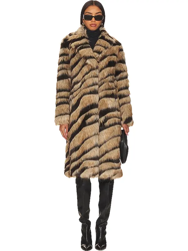UNREAL FUR Bengal Kiss Faux Fur Coat - Tiger Stripe