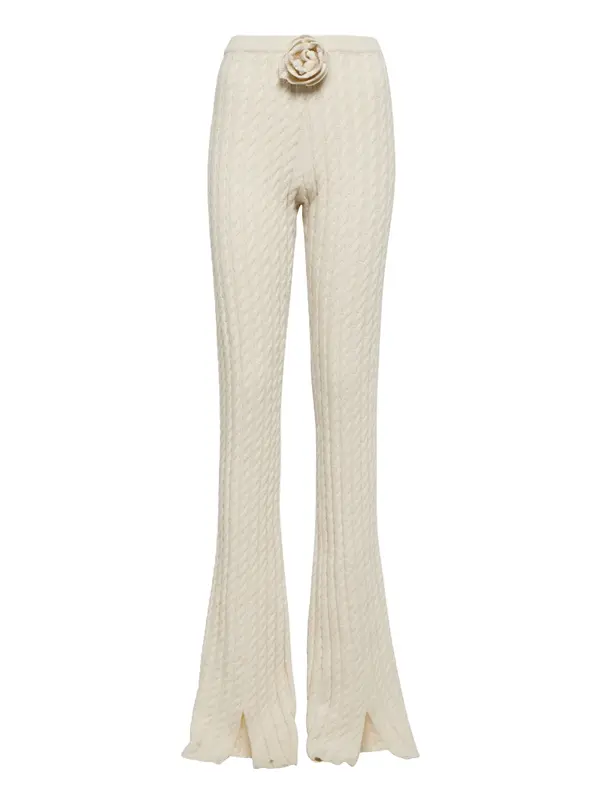 Magda Butrym Floral Appliqué Flared Pants - White