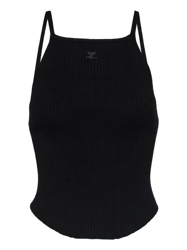 COURREGES Courrèges Ribbed-knit Tank Top - Black