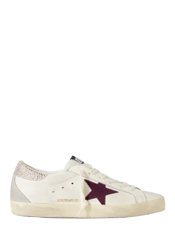 Golden Goose Super-star Crystal-embellished Leather Sneakers - White