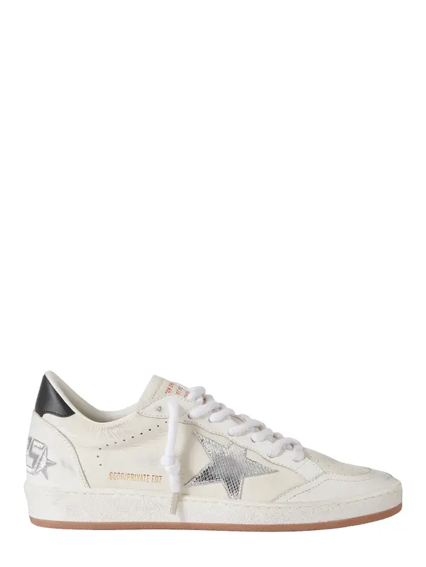 GOLDEN GOOSE Ball Star Distressed Leather Sneakers - White