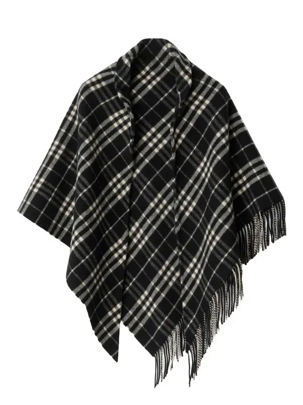 Burberry Check Wool Cashmere Cape - Black/calico