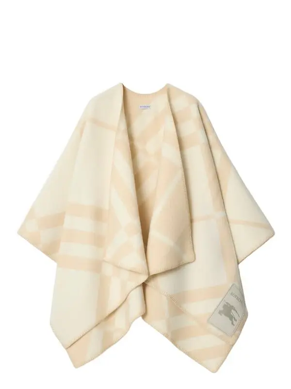 Burberry Check Wool Cashmere Cape - Calico Beige