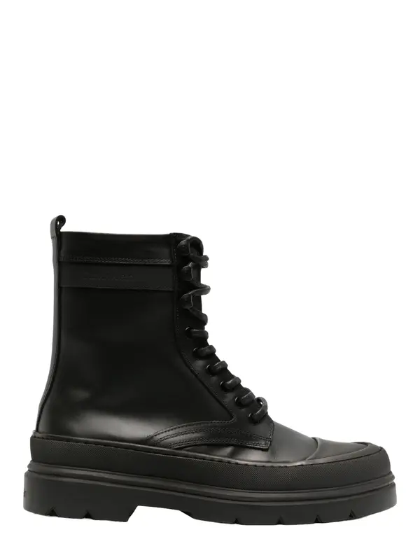 Calvin Klein Debossed Leather Ankle Boots - Black