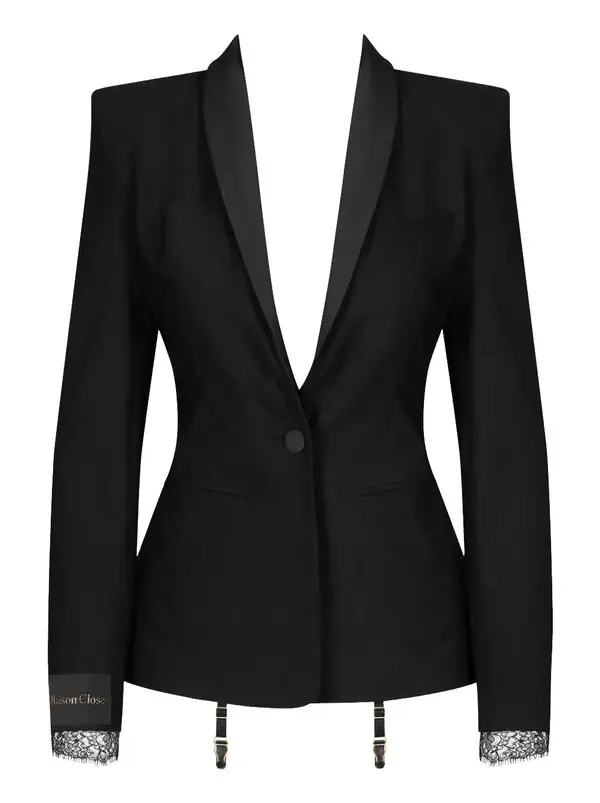 MAISON CLOSE Satin-trim Tailored Blazer - Black