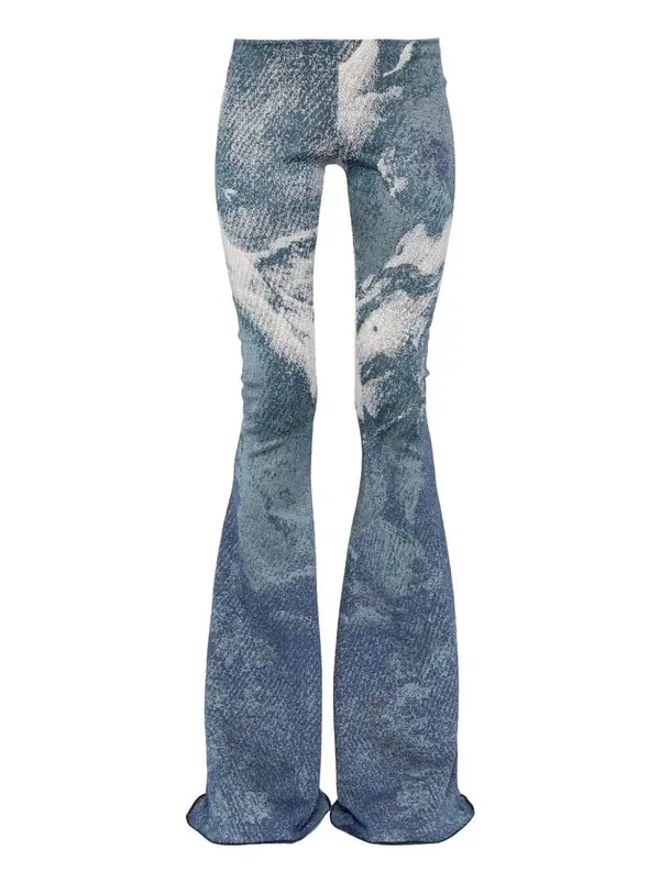 Roberto Cavalli Patterned Jacquard Flared Trousers - Blue