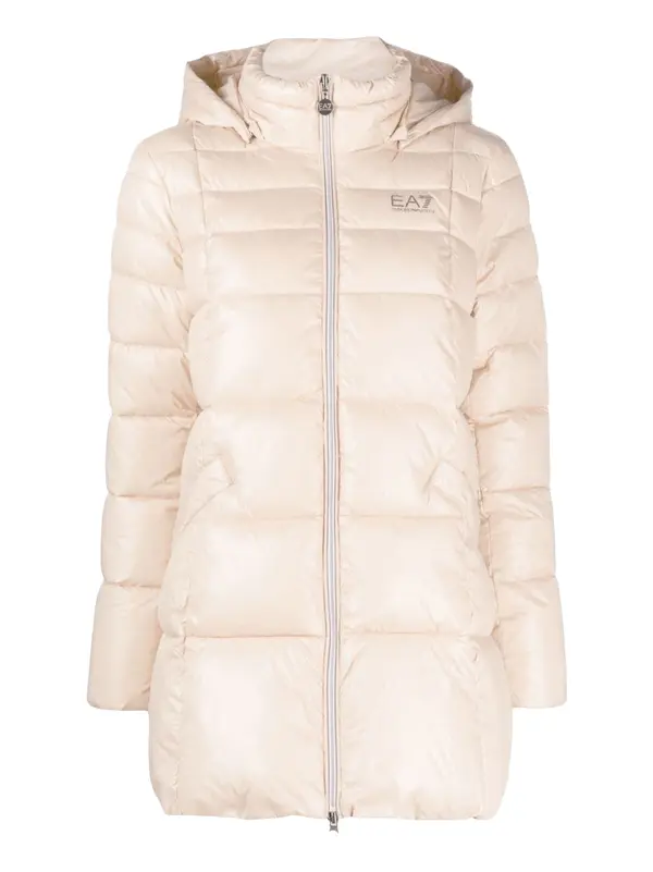 Emporio Armani Logo-print Hooded Padded Jacket - Neutrals