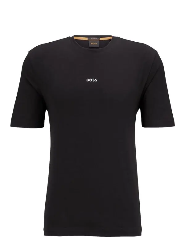 BOSS Logo-print Crew-neck Cotton T-shirt - Black
