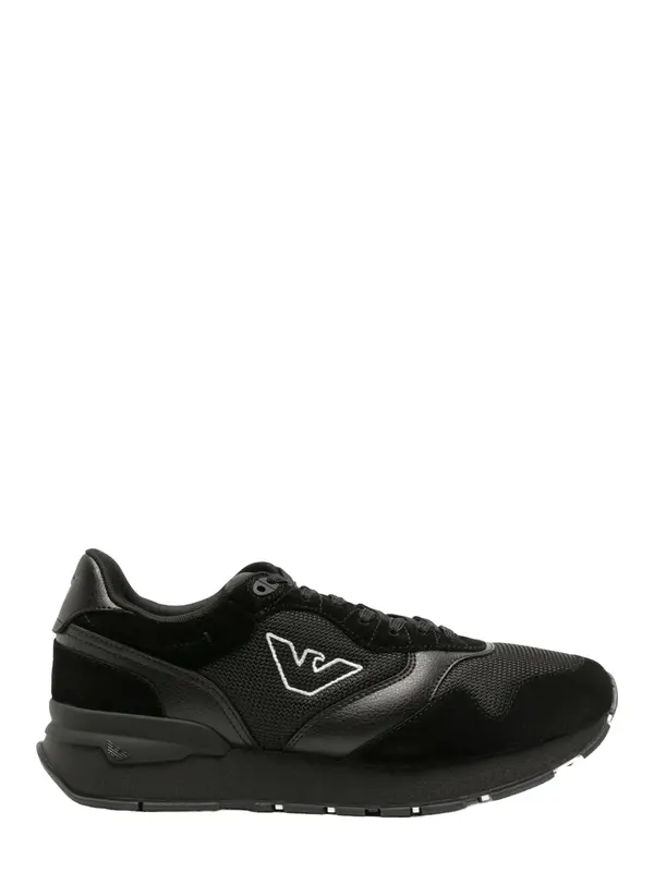 Emporio Armani Mesh-panel Low-top Sneakers - Black
