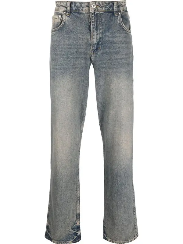 REPRESENT Bleached-effect Straight-leg Jeans - Blue