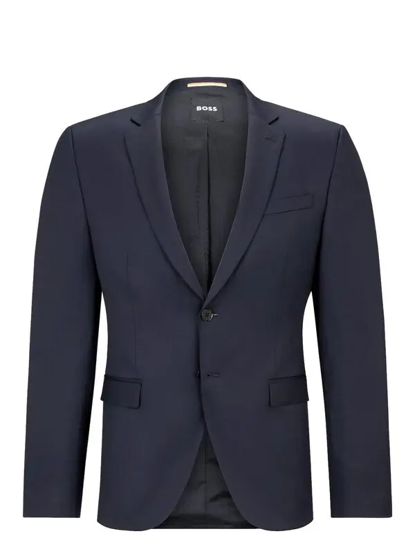 BOSS Virgin-wool Single-breasted Blazer - Blue