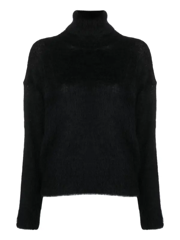 Saint Laurent Brushed-knit Roll-neck Jumper - Black