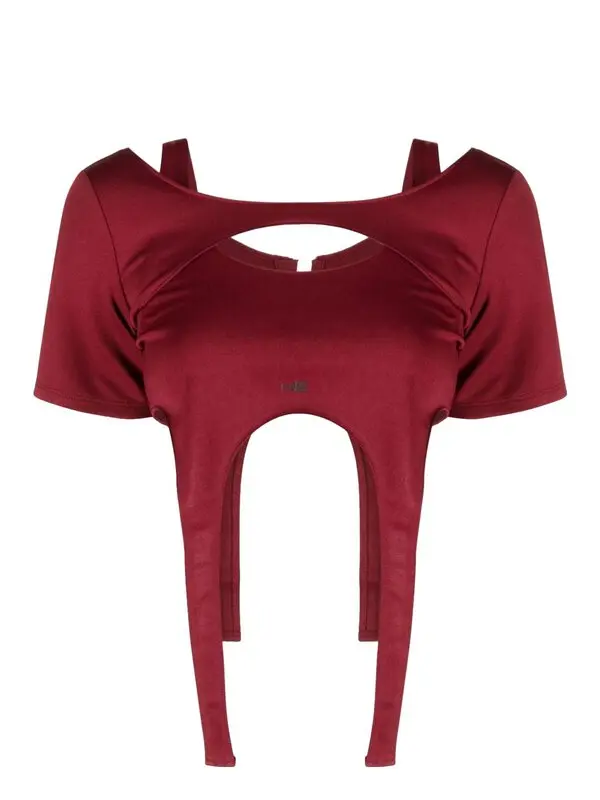 HELIOT EMIL Cropped Asymmetric T-shirt - Red