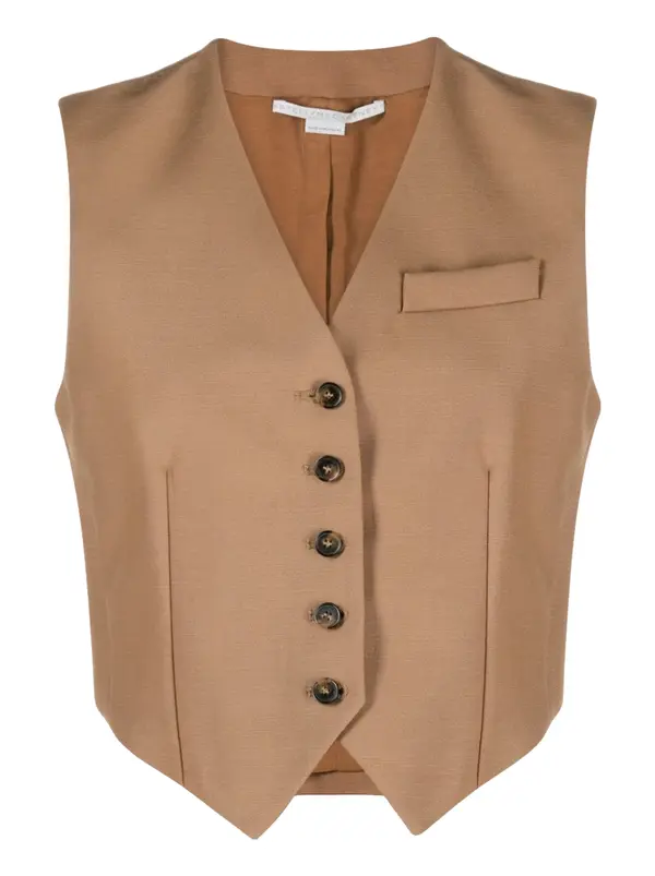 Stella McCartney Sleeveless Virgin Wool Waistcoat - Brown
