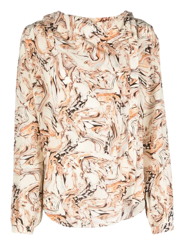 Isabel Marant Tiphaine Marble-print Blouse - Neutrals