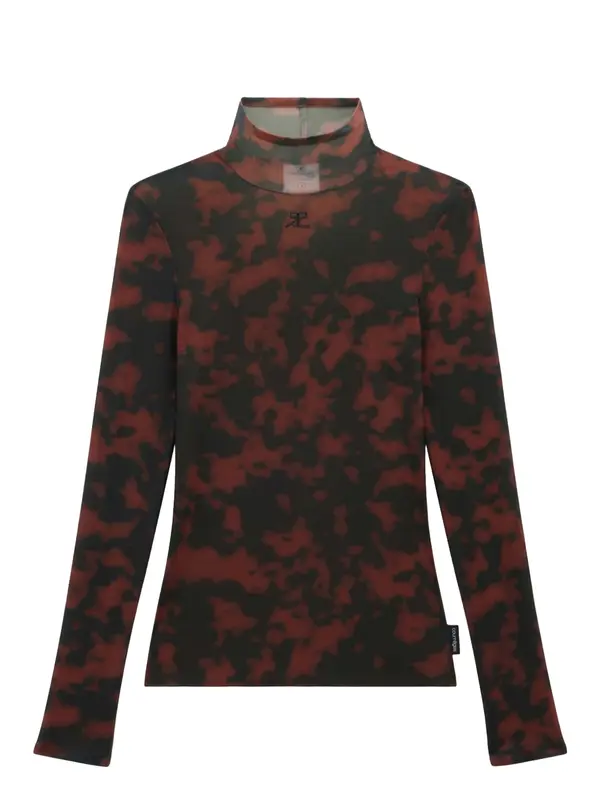 COURREGES Tortoiseshell-effect Mock Neck Top - Black