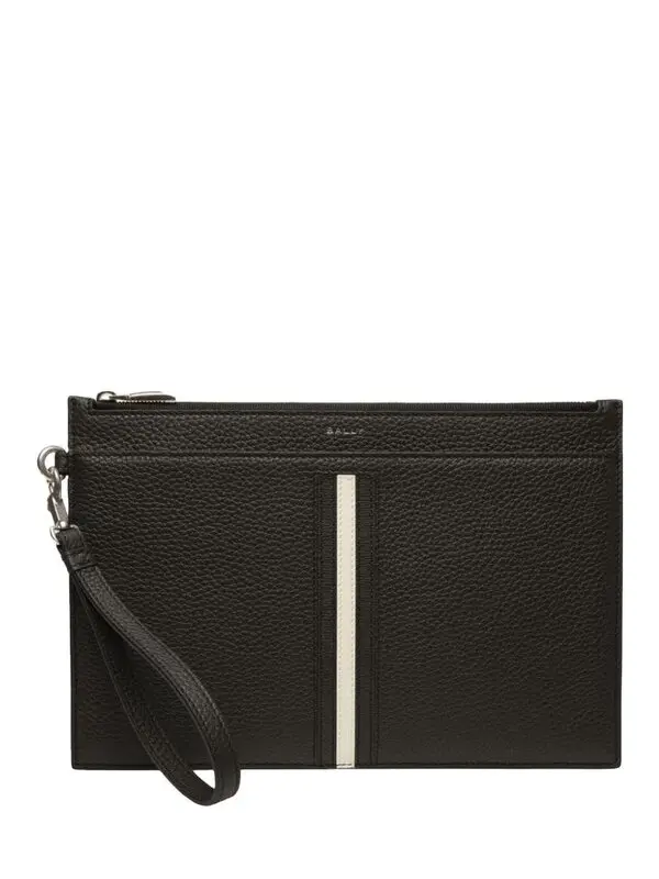 Bally Leather Ribbon Zipped Envelope Wallet - Black