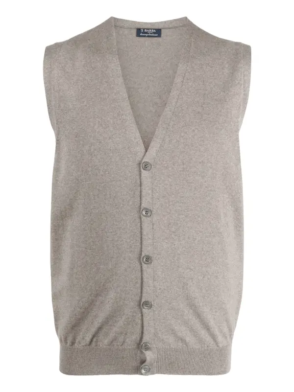 BARBA NAPOLI V-neck Fine Knit Cardigan - Neutrals